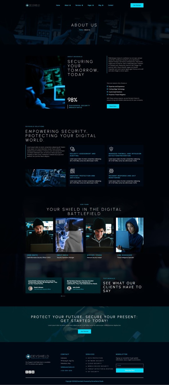 Devshield - Cybersecurity Services Elementor Pro Template Kit by Rometheme